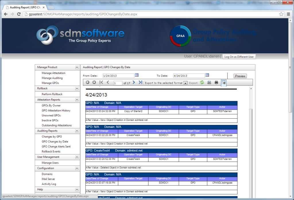 Group Policy Auditing & Attestation (GPAA) - SDM Software ...