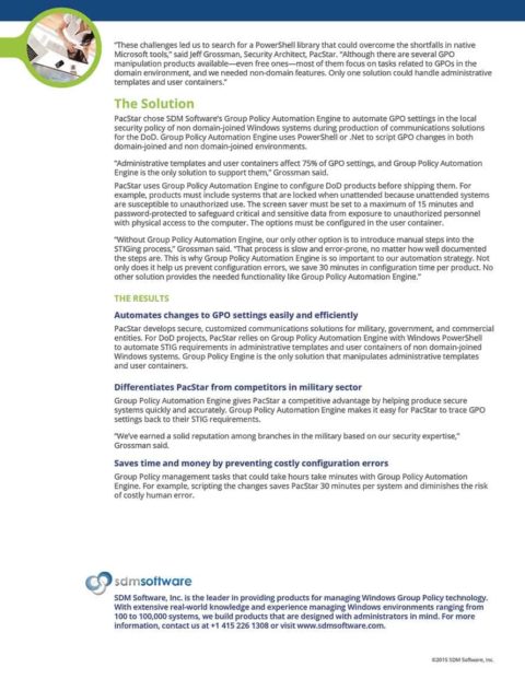 Case Study: PacStar - SDM Software